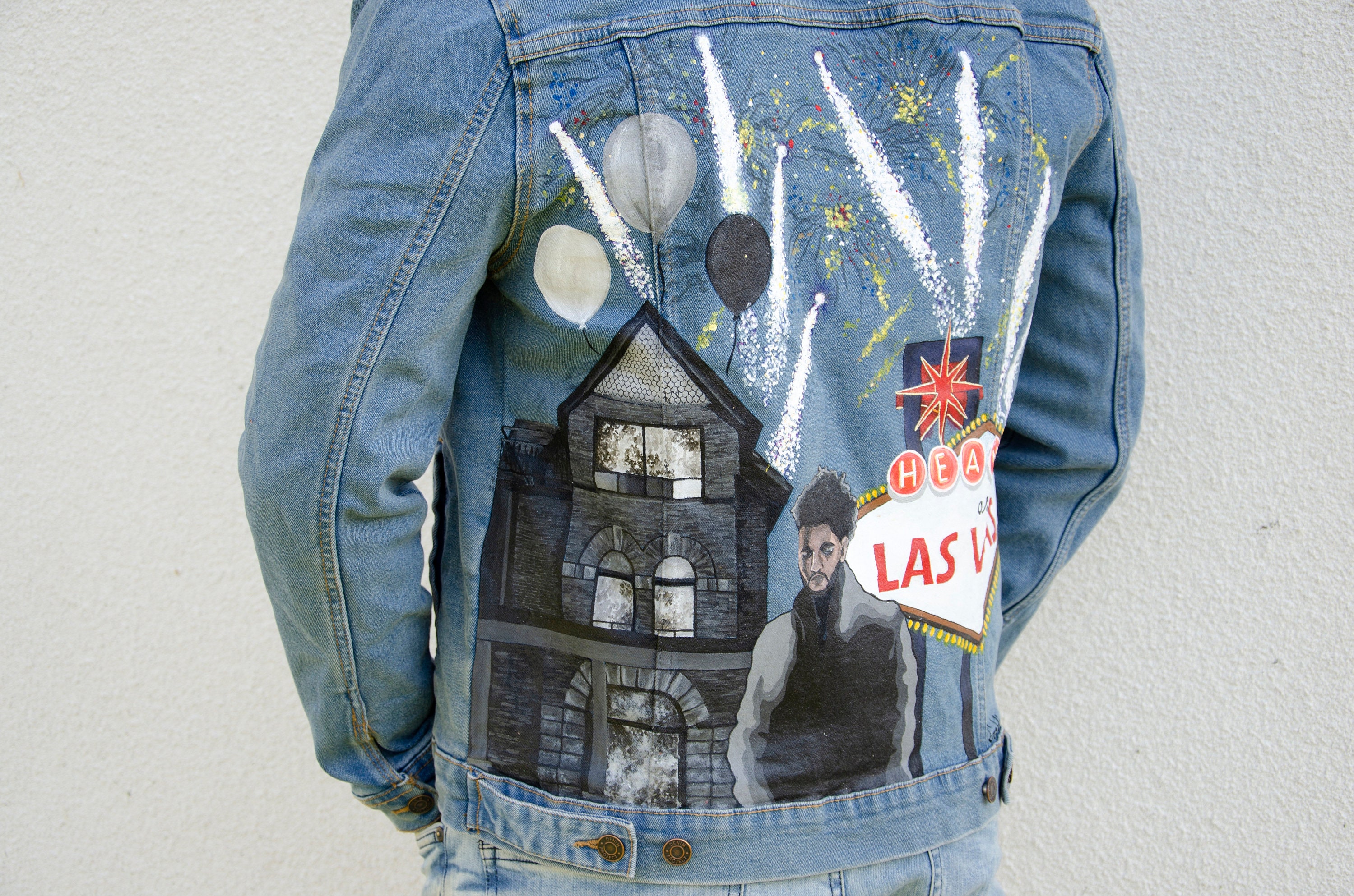 Hand Painted Custom Denim Jacket THE WEEKND - Etsy