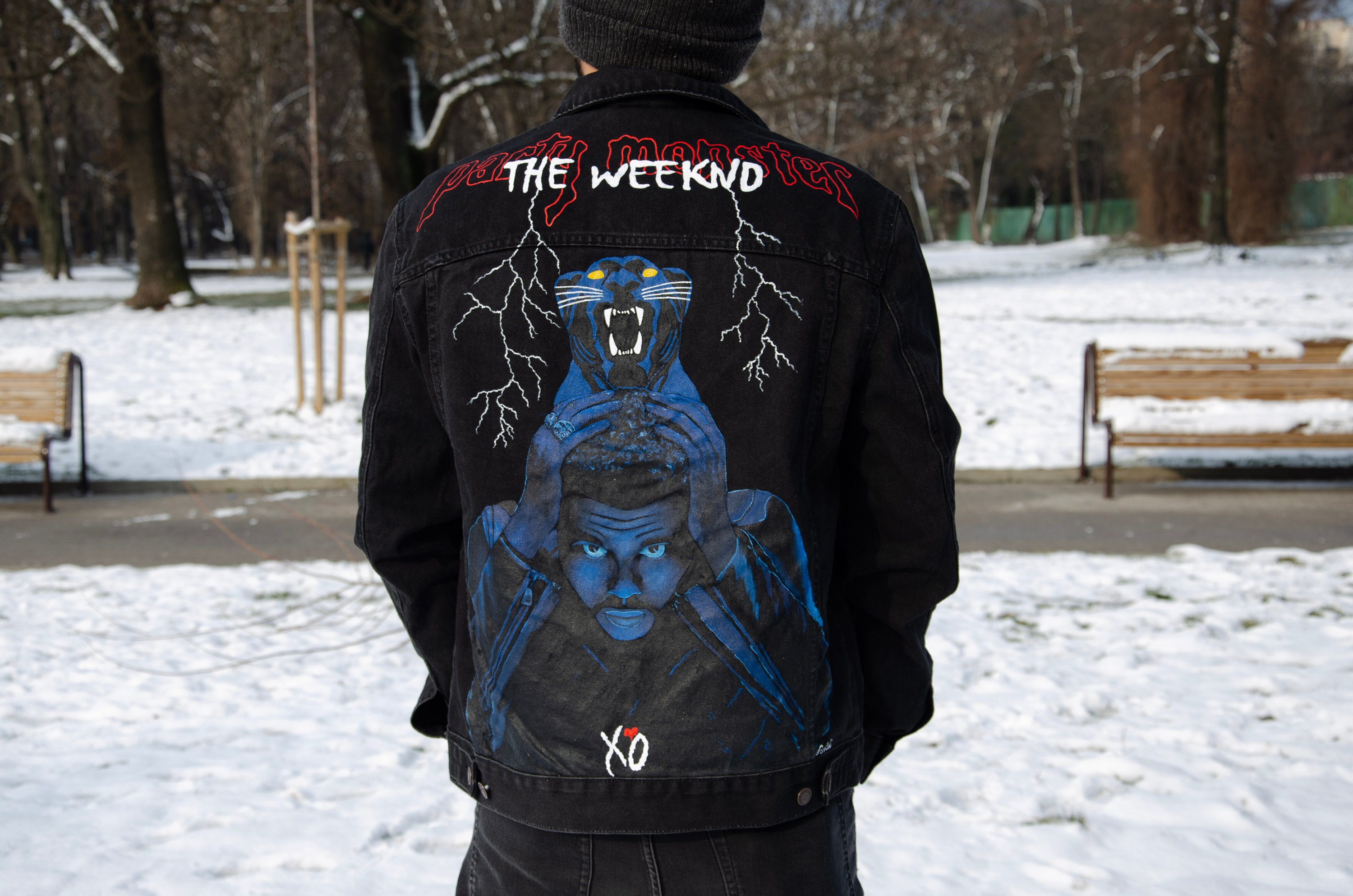 Hand Painted Custom Denim Jacket the Weeknd Starboy - Etsy