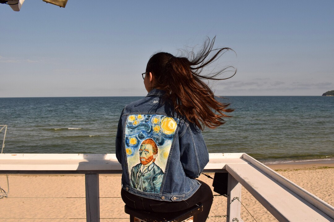 Hand Painted Custom Denim Jacket Van Gogh Starry Night - Etsy UK