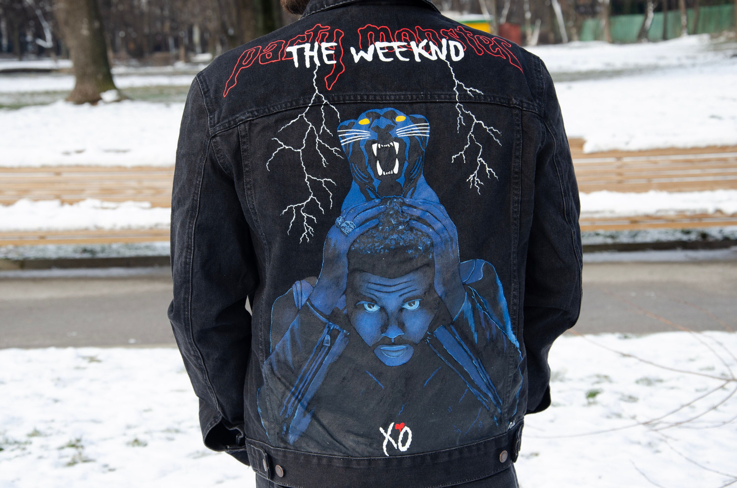 Hand Painted Custom Denim Jacket the Weeknd Starboy - Etsy