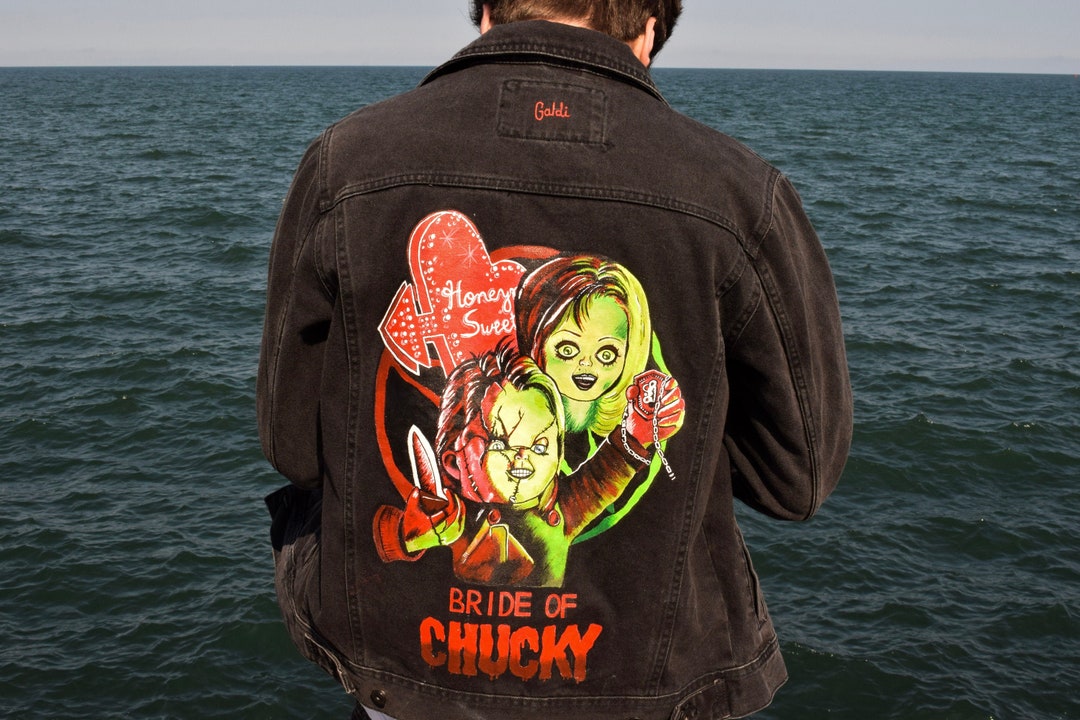 Hand Painted Custom Denim Jacket Bride of Chucky - Etsy UK