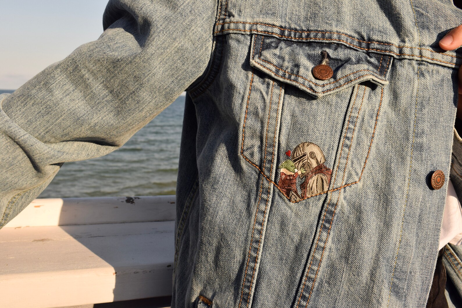 Hand Painted Custom Denim Jacket Baby Yoda - Etsy