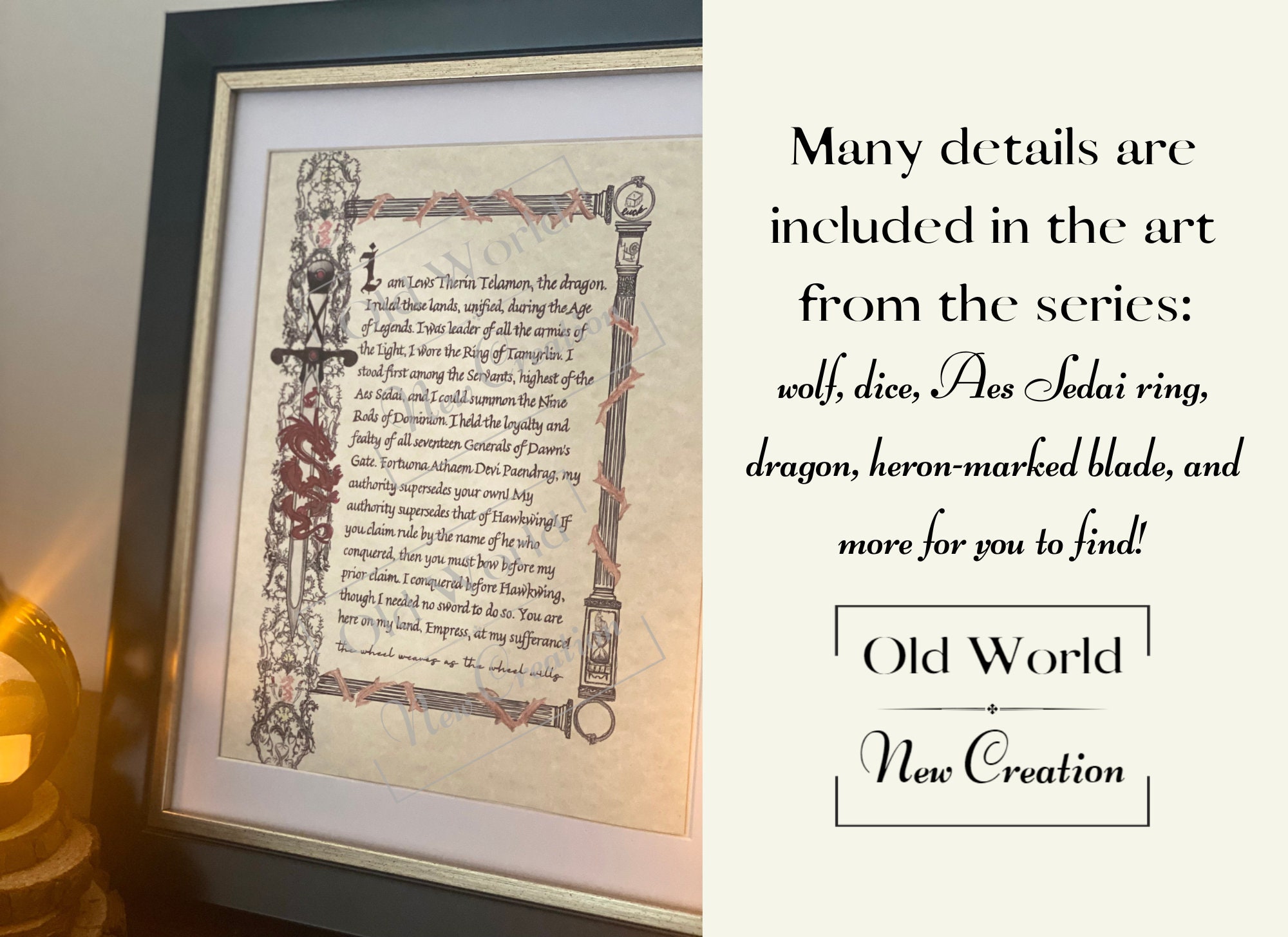 Wheel of Time Hand-drawn Manuscript Digital Printout, WOT, Lews Therin ...
