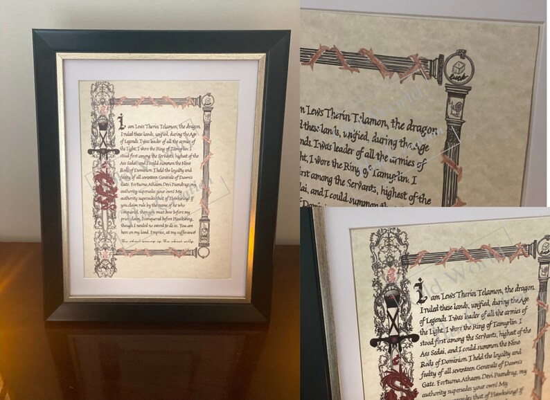 Wheel of Time Hand-drawn Manuscript Digital Printout, WOT, Lews Therin ...