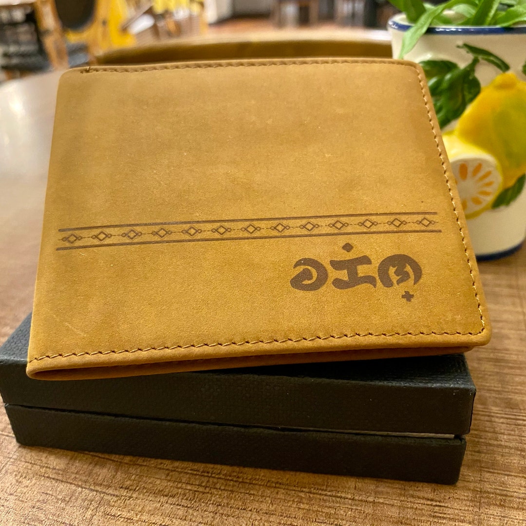 Personalized Leather Wallet for Men Baybayin Name, Filipino Indigenous ...