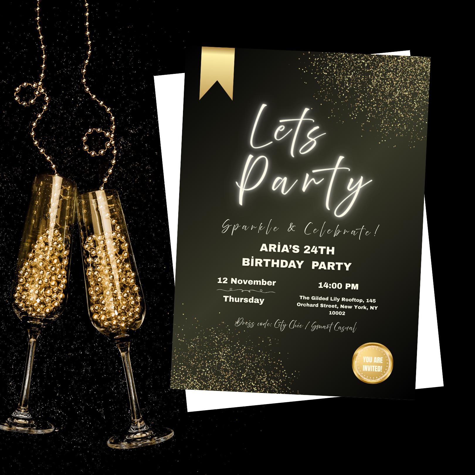 Editable Minimalist Party Invitation Template , Modern Invite Suite ...