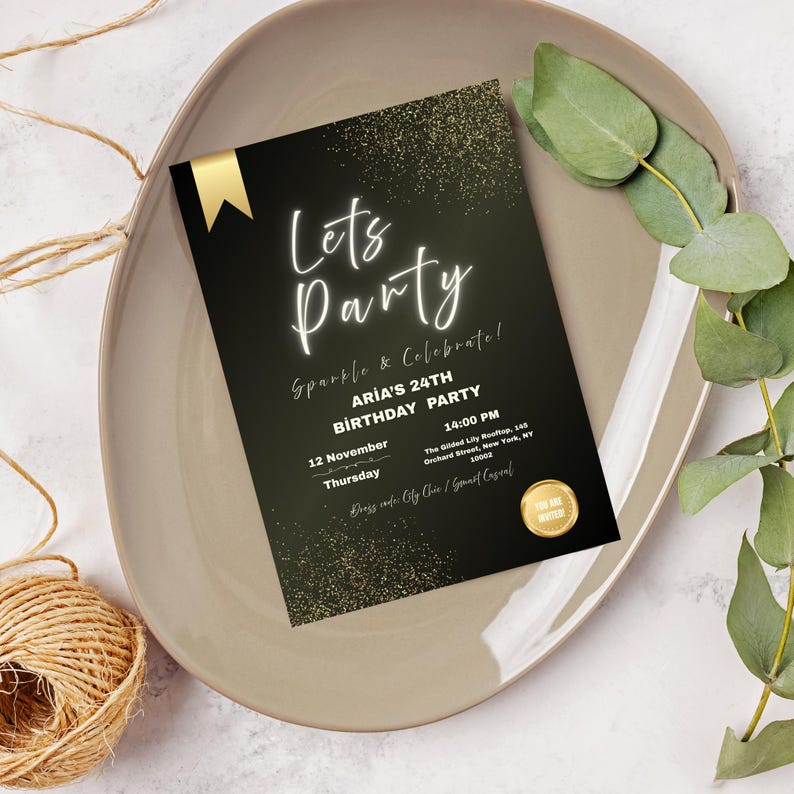 Editable Minimalist Party Invitation Template , Modern Invite Suite ...