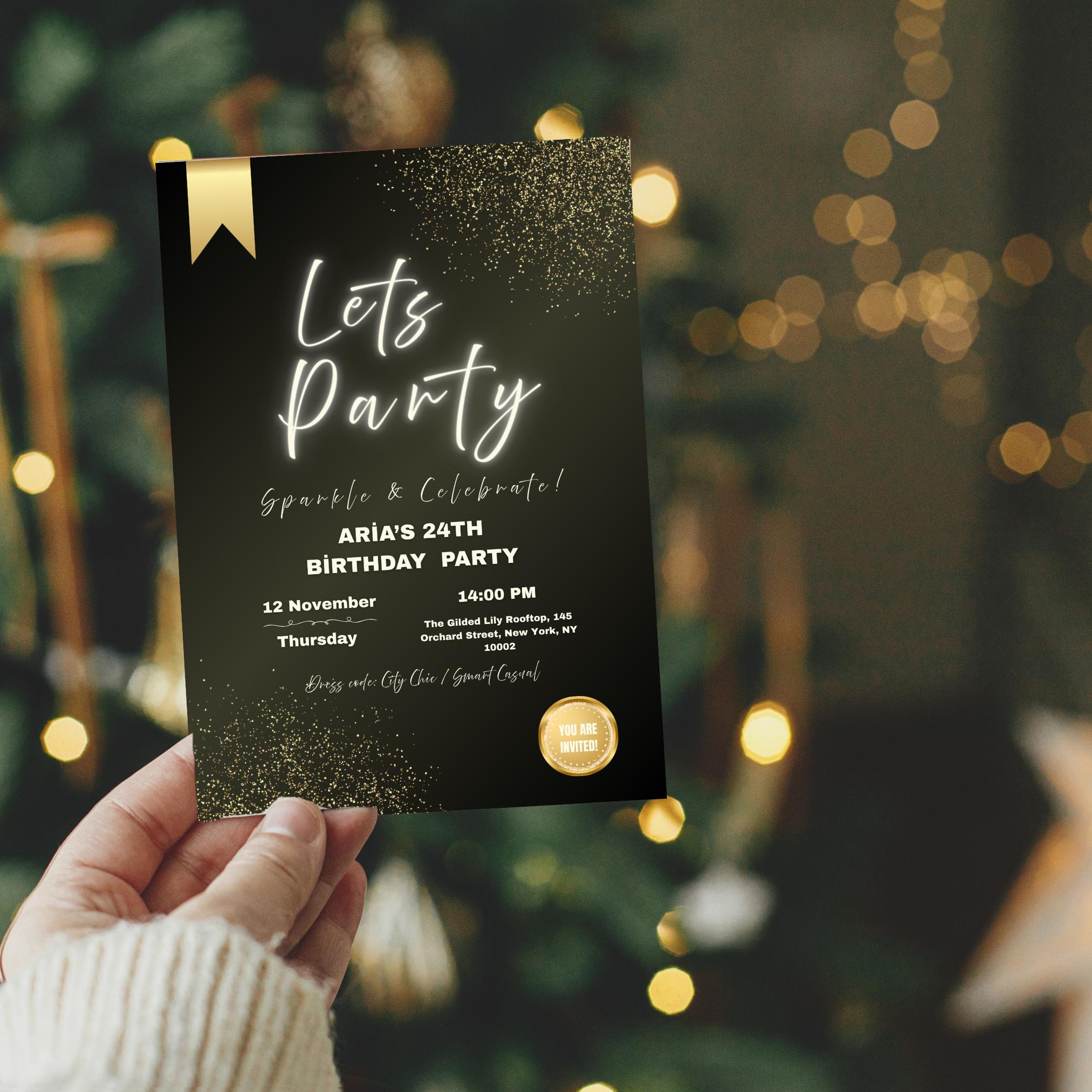 Editable Minimalist Party Invitation Template , Modern Invite Suite ...