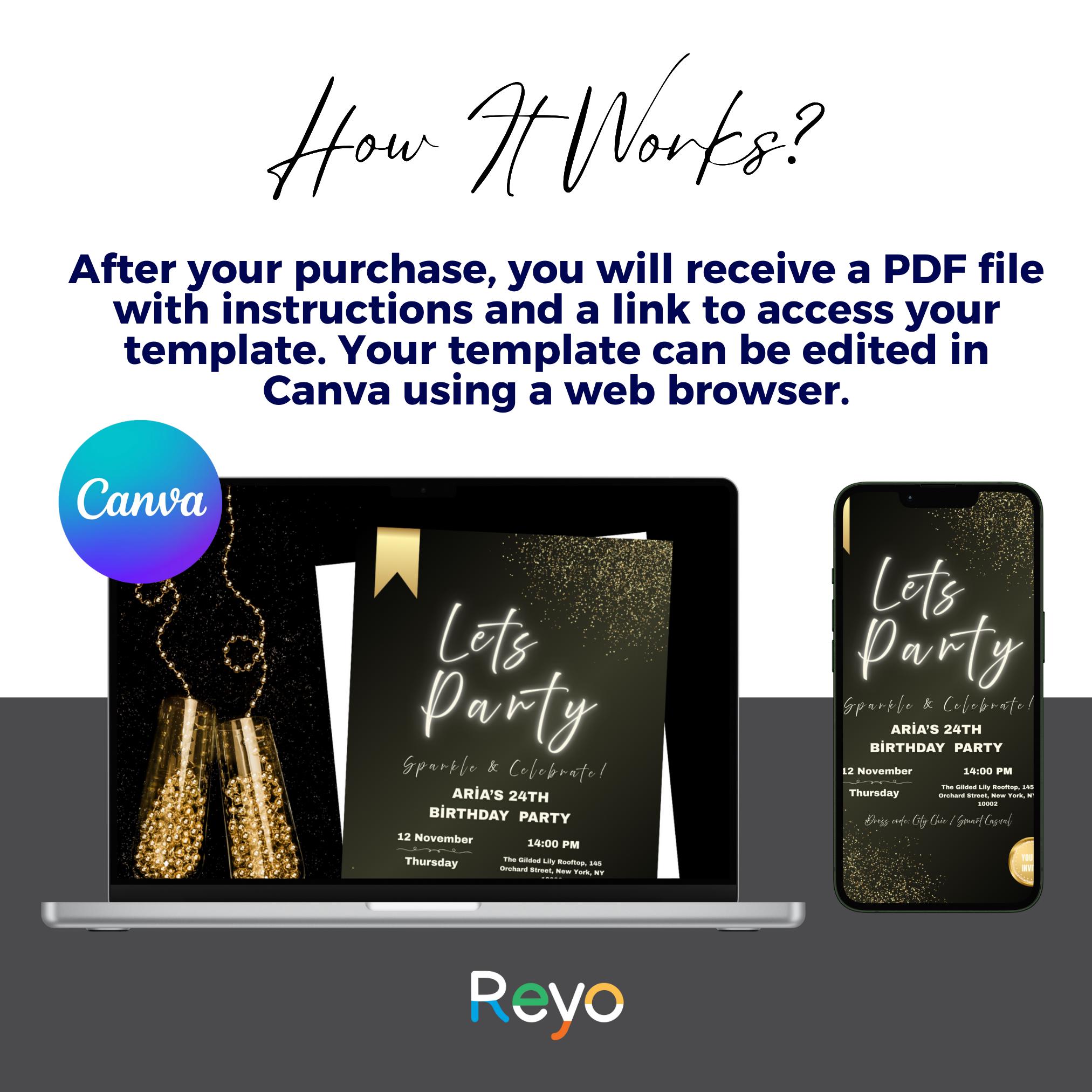 Editable Minimalist Party Invitation Template , Modern Invite Suite ...