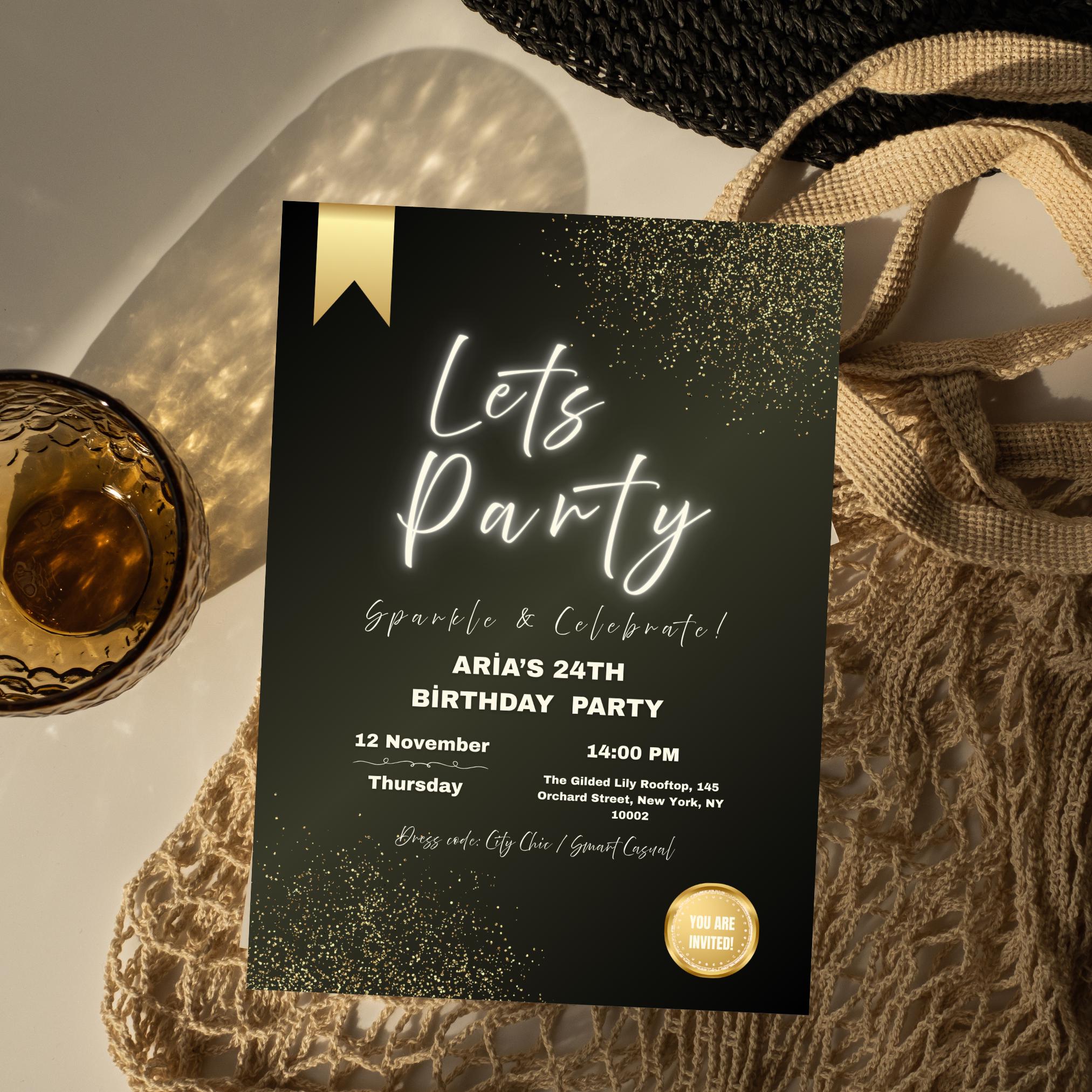 Editable Minimalist Party Invitation Template , Modern Invite Suite ...