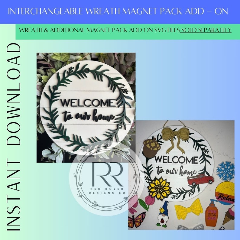 4 Bows Magnet Pack Add-on, Bow Magnets for Interchangeable Wreath SVG ...