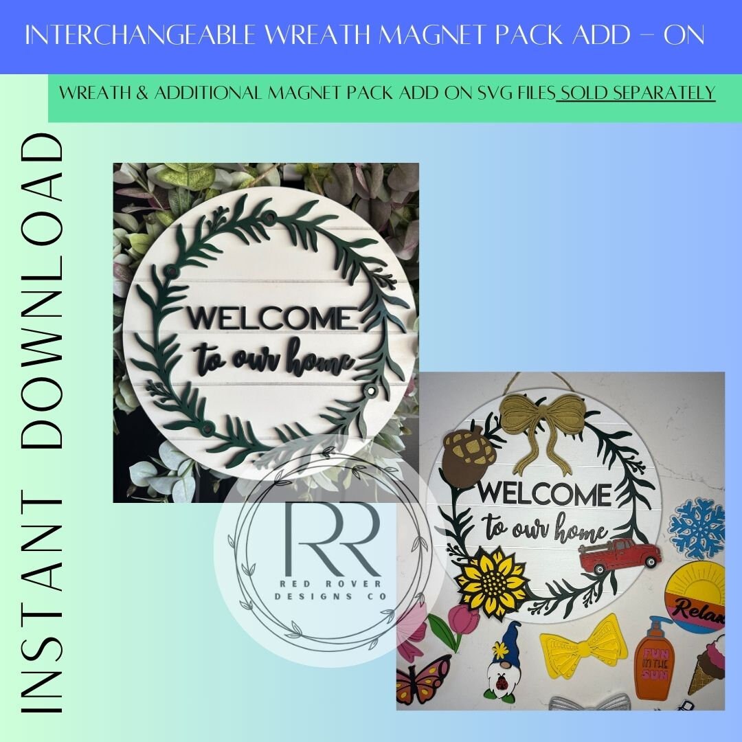 4 Bows Magnet Pack Add-on, Bow Magnets for Interchangeable Wreath SVG ...