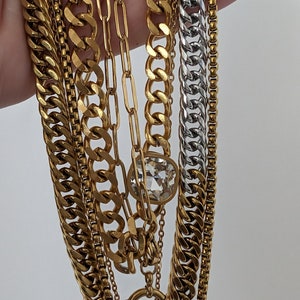 Layered Mixed Chain Necklace Set, Gold Multi Layer Necklace, Mixed ...