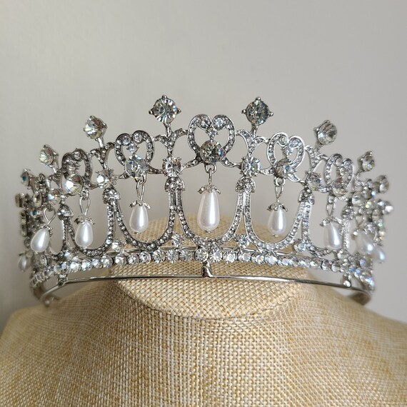 Pearl and Diamond Diadem Silver Lover's Knot Tiara - Etsy