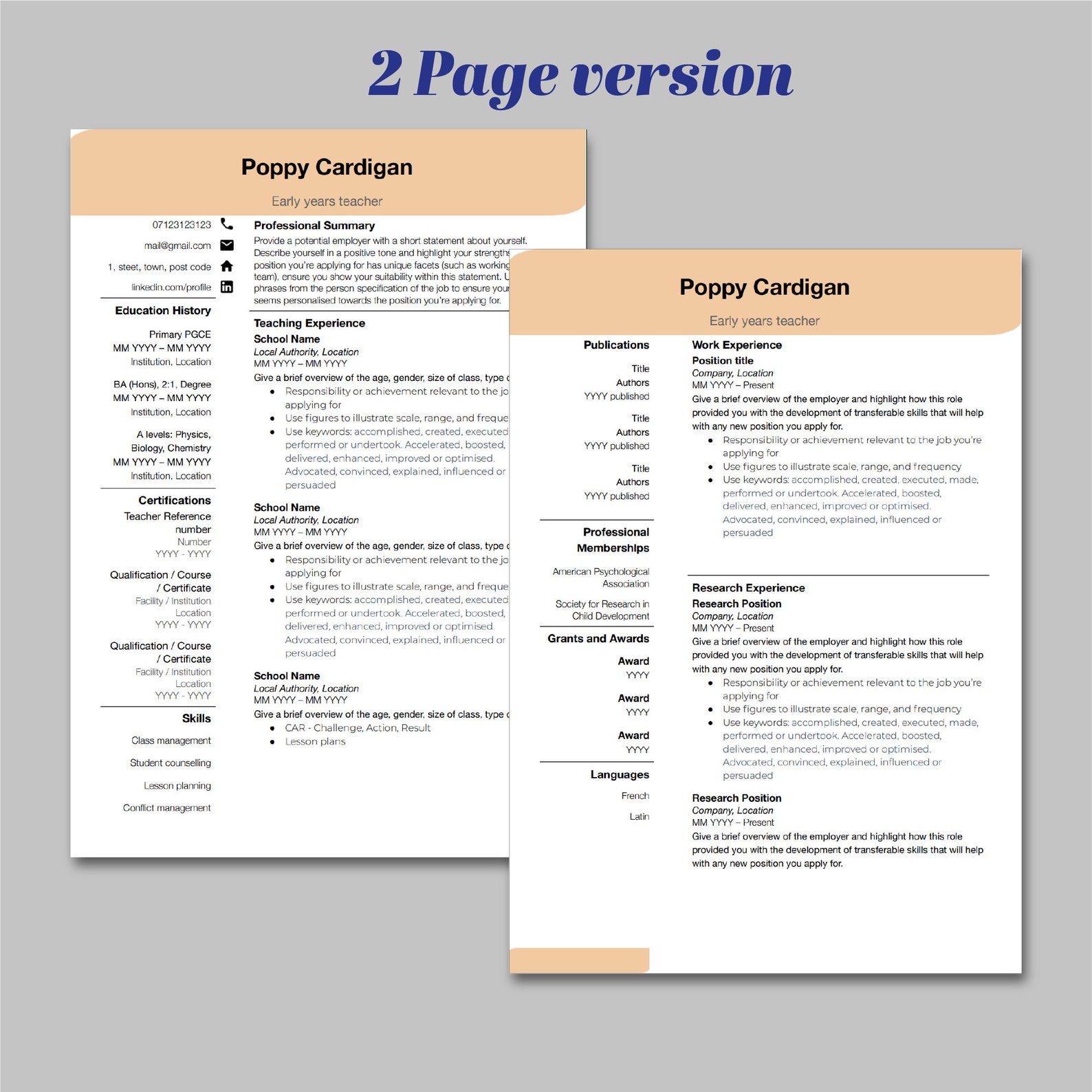 Resume template CV template cv template 1 page cv template | Etsy Polska