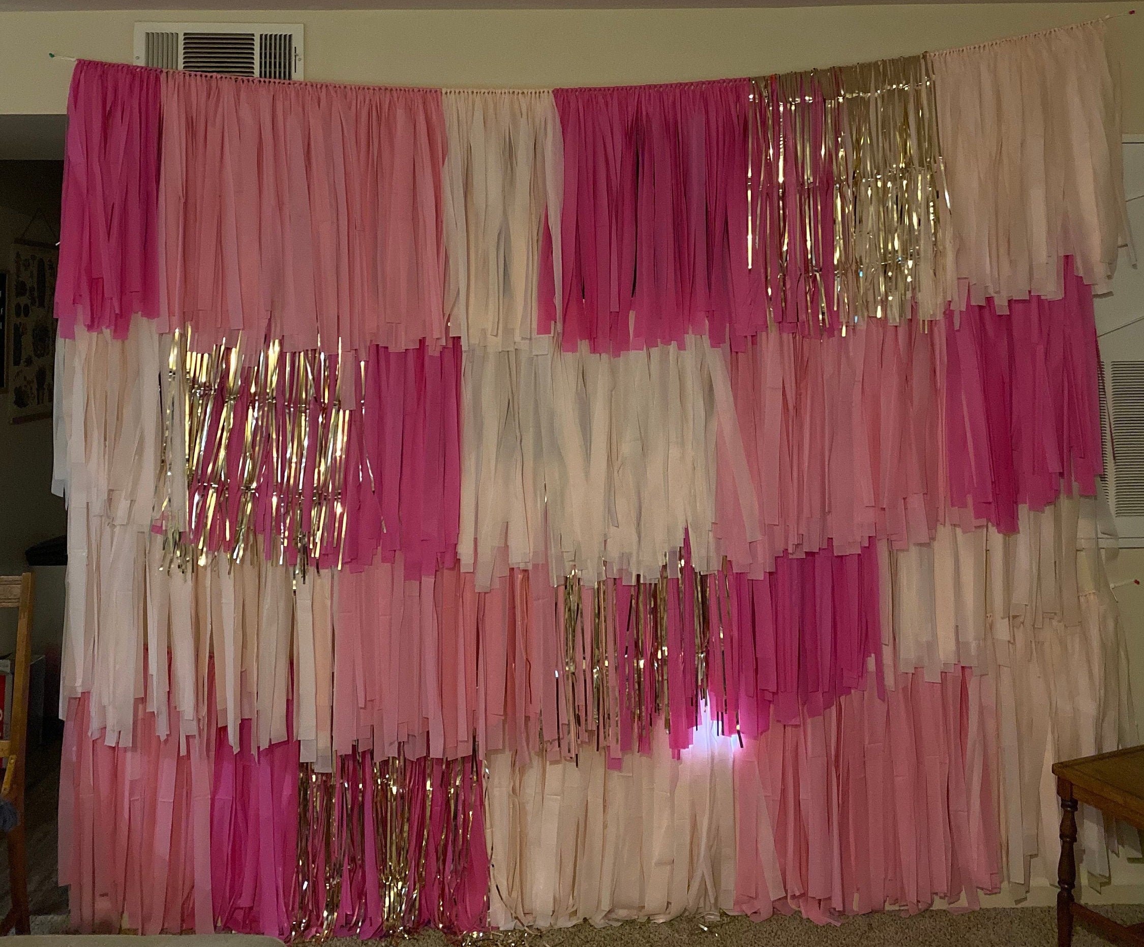 Pink and Gold Fringe Backdrop - Etsy UK