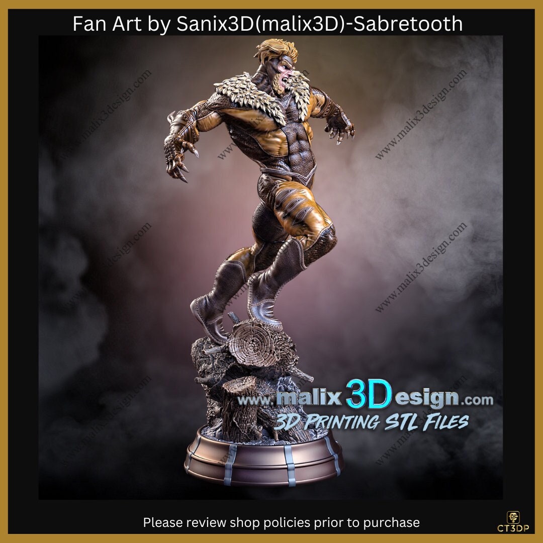 Fan Art From Sanix3d Comes A Sabretooth Model-exquisite Detail Sci-fi-comic - Etsy
