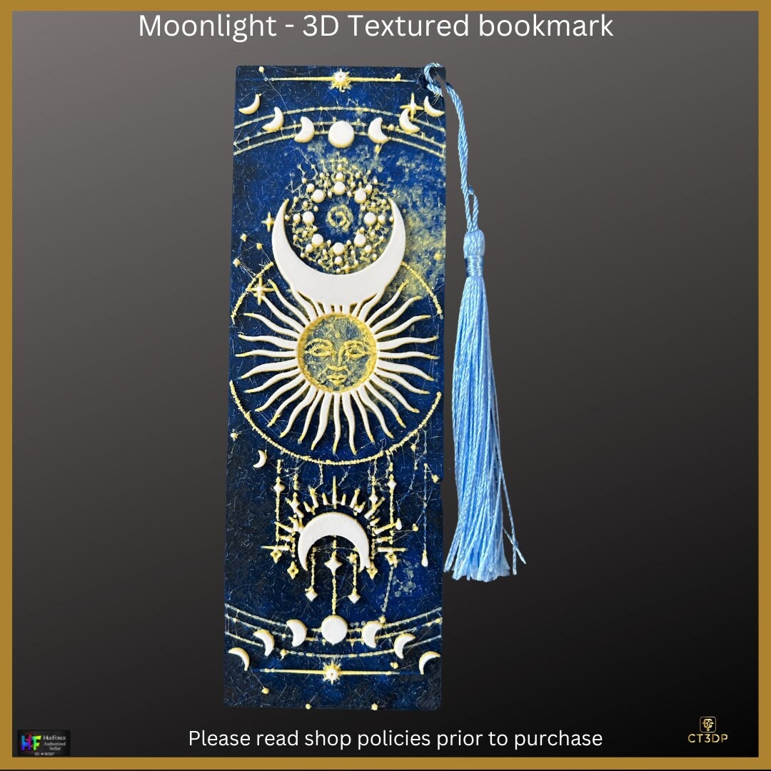 A Textured 3D Printed Moonlight Bookmark Unusual but Fun - Etsy