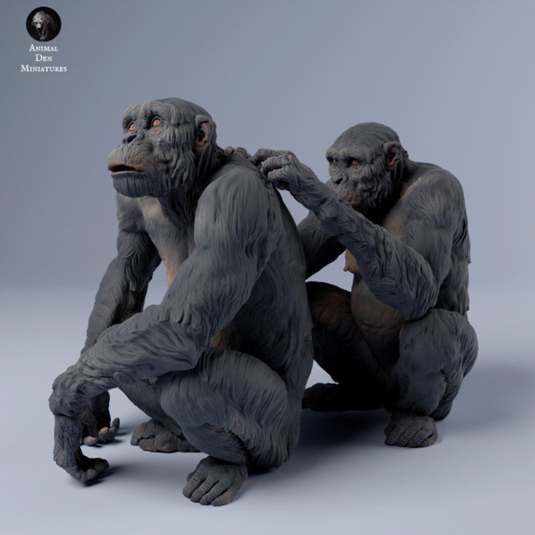 Chimps Chilling-grinning and Grooming by Animal Den Miniatures- Quality ...