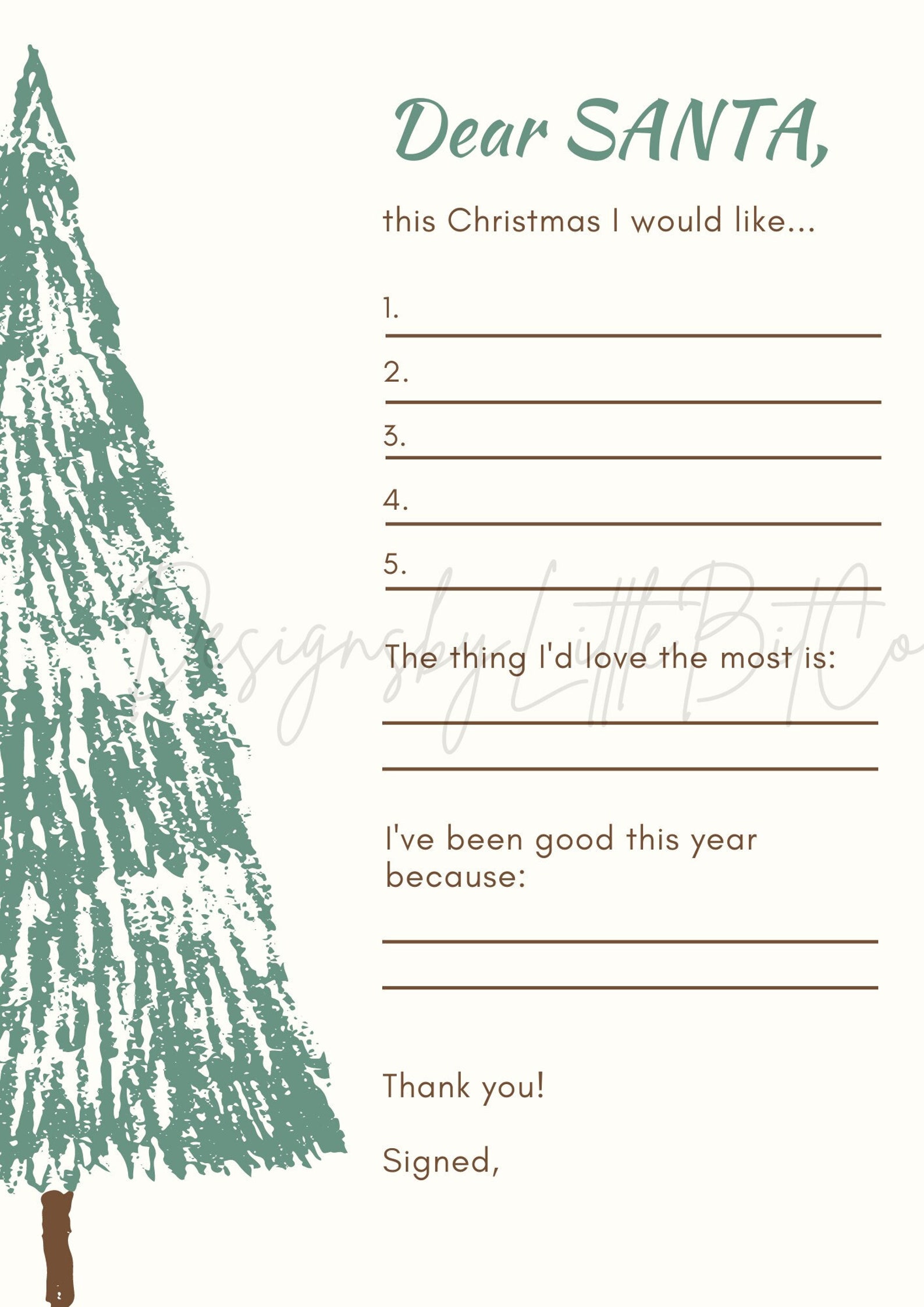 Dear Santa | Wish List | Printable - Etsy