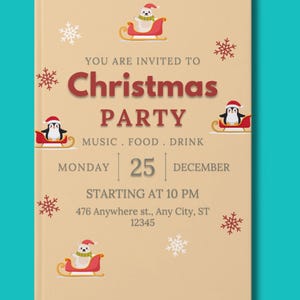 Editable Christmas Party Invitation Template, Holiday Party Invite ...