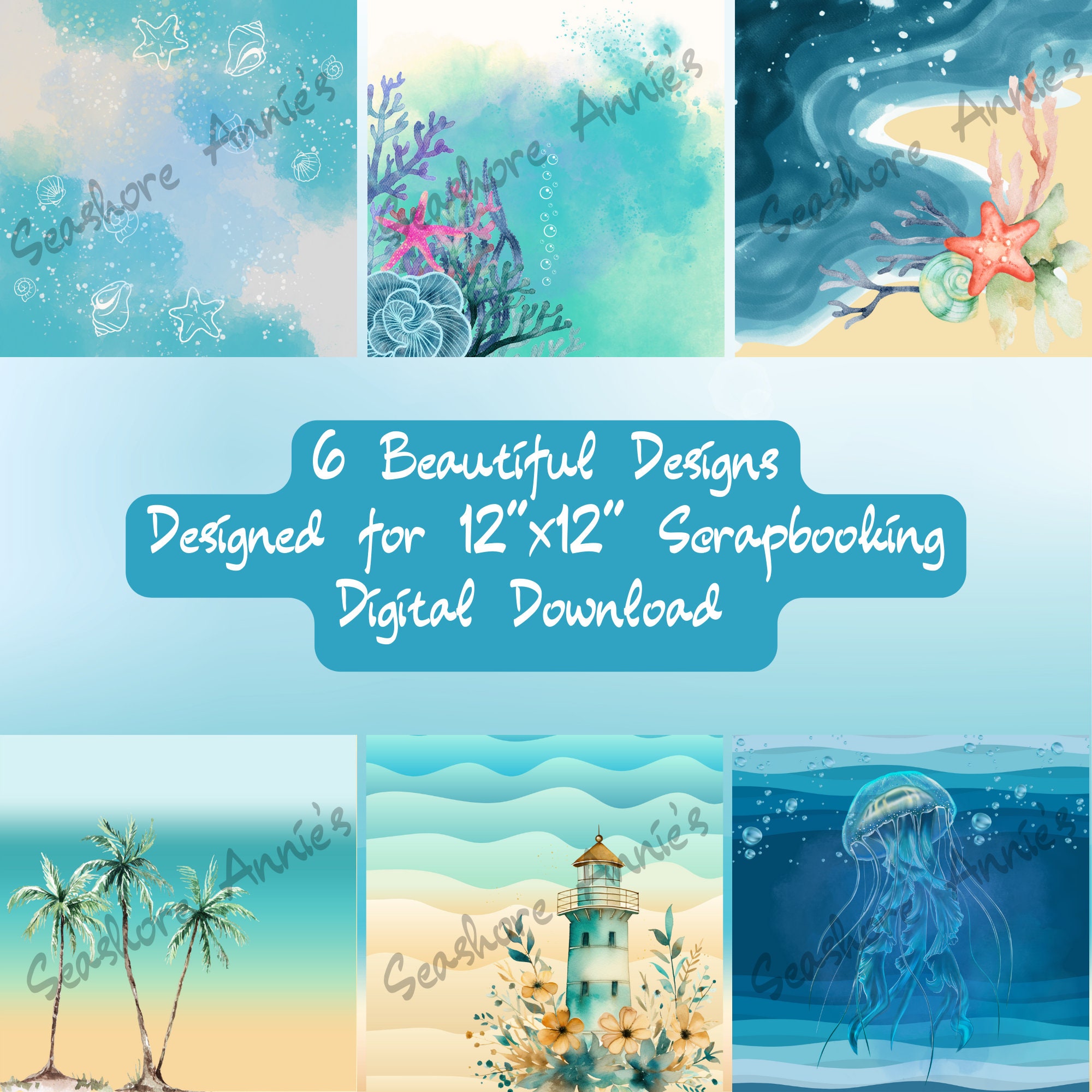 Scrapbook Paper, Junk Journal, Printable, Downloadable, Beach Scrapbook ...