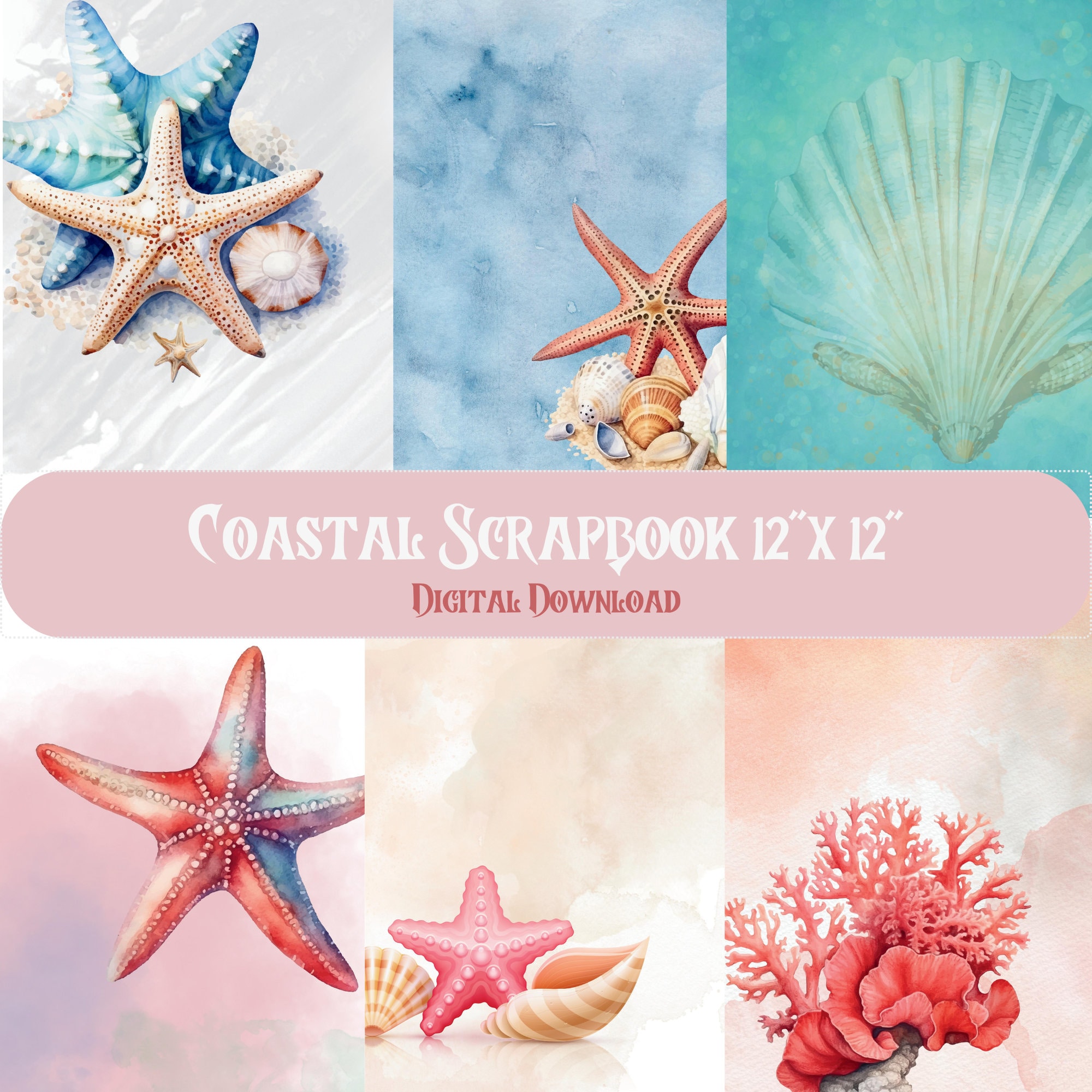 Scrapbook Paper, Junk Journal, Printable, Downloadable, Beach Scrapbook ...