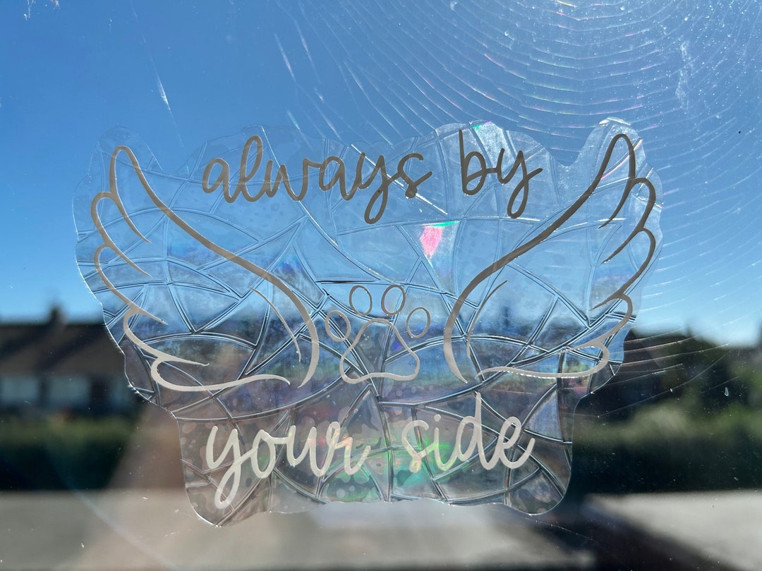 Suncatcher Pet Loss Window Cling Pet Loss Art Angel Wings Pawprint Pet ...