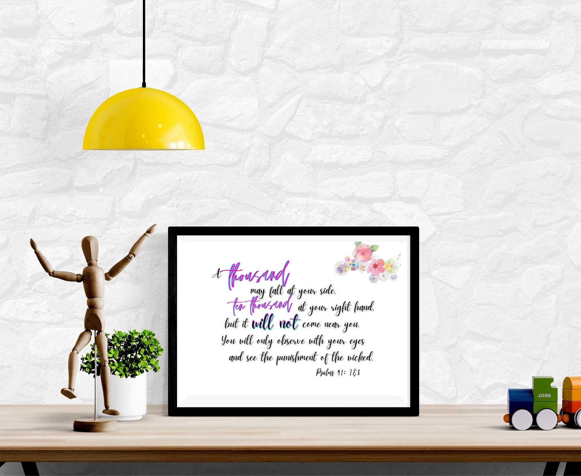 Bible Verse Printable Psalms 91:7 & 8 Faith Wall Art Wall | Etsy