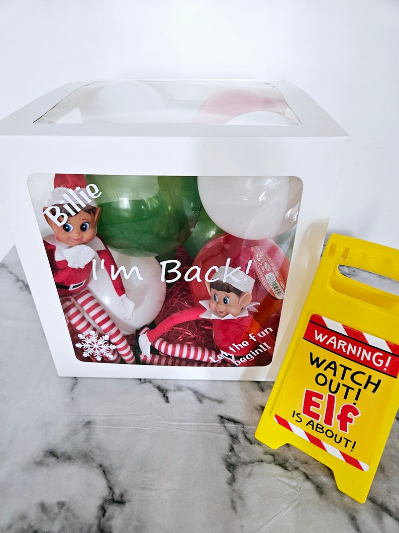 Personalised Elf Arrival | Elf Kit | Elf Balloon Box | Elf Arrival Box ...