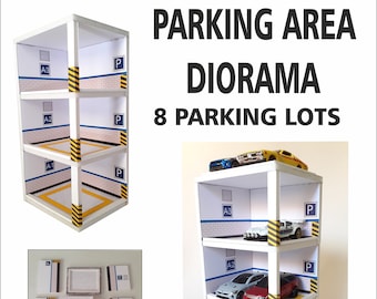 Diorama Model Parking Area With 16 Lots for Metal Cars of a Scale 1:64 ...