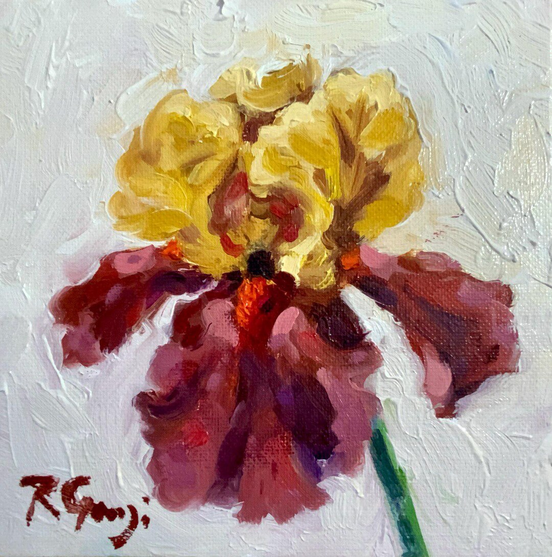 Iris Oil Painting Impressionist Floral Art Original Botanical Artwork ...