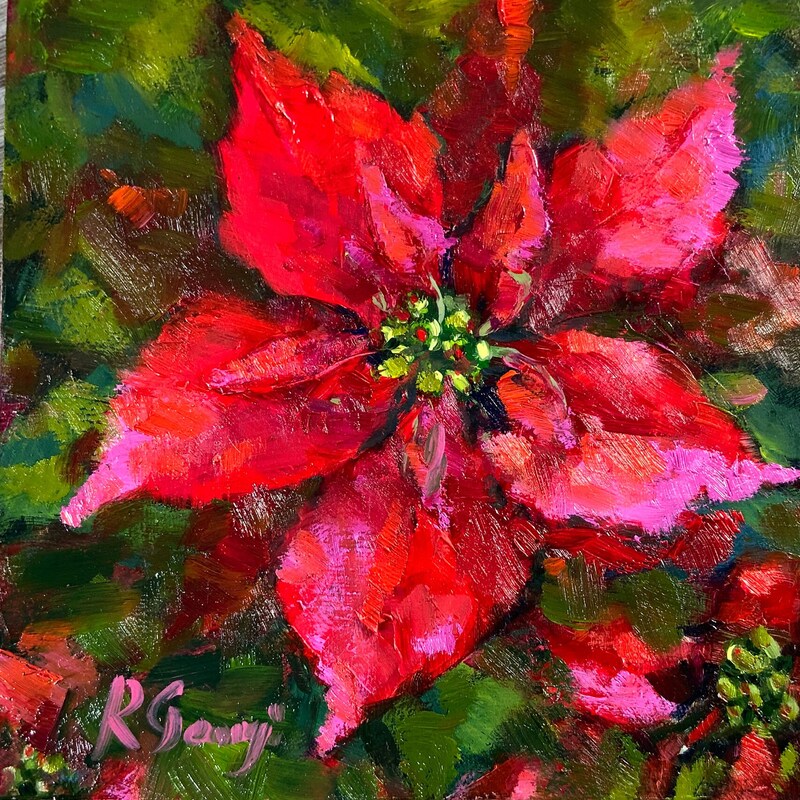 Poinsettia Painting - Etsy