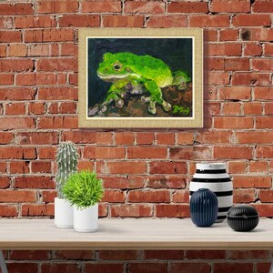Frog Painting Pond Frog Original Art 8" X 10" Toad Small Oil Painting ...