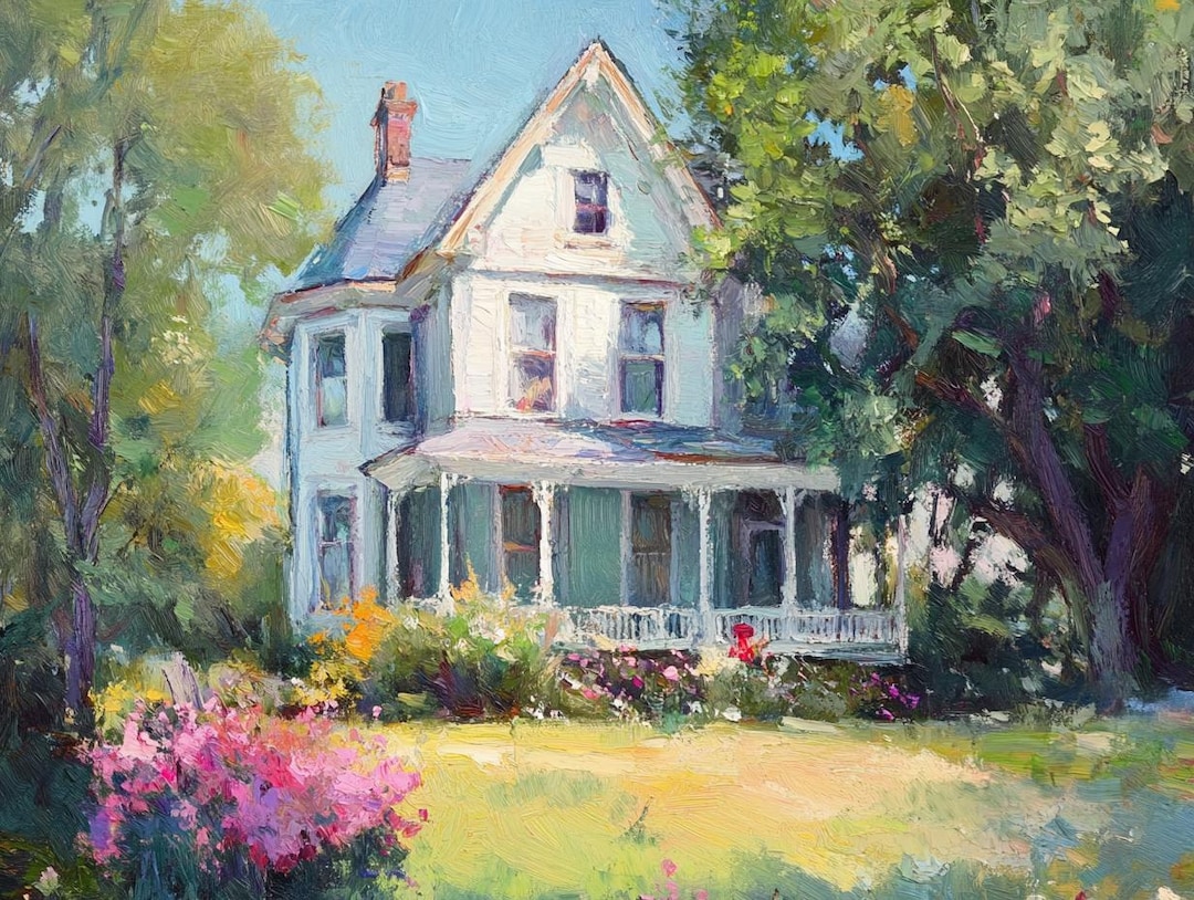 Custom House Portrait Oil Painting From Photo Personalized Hand Painted ...