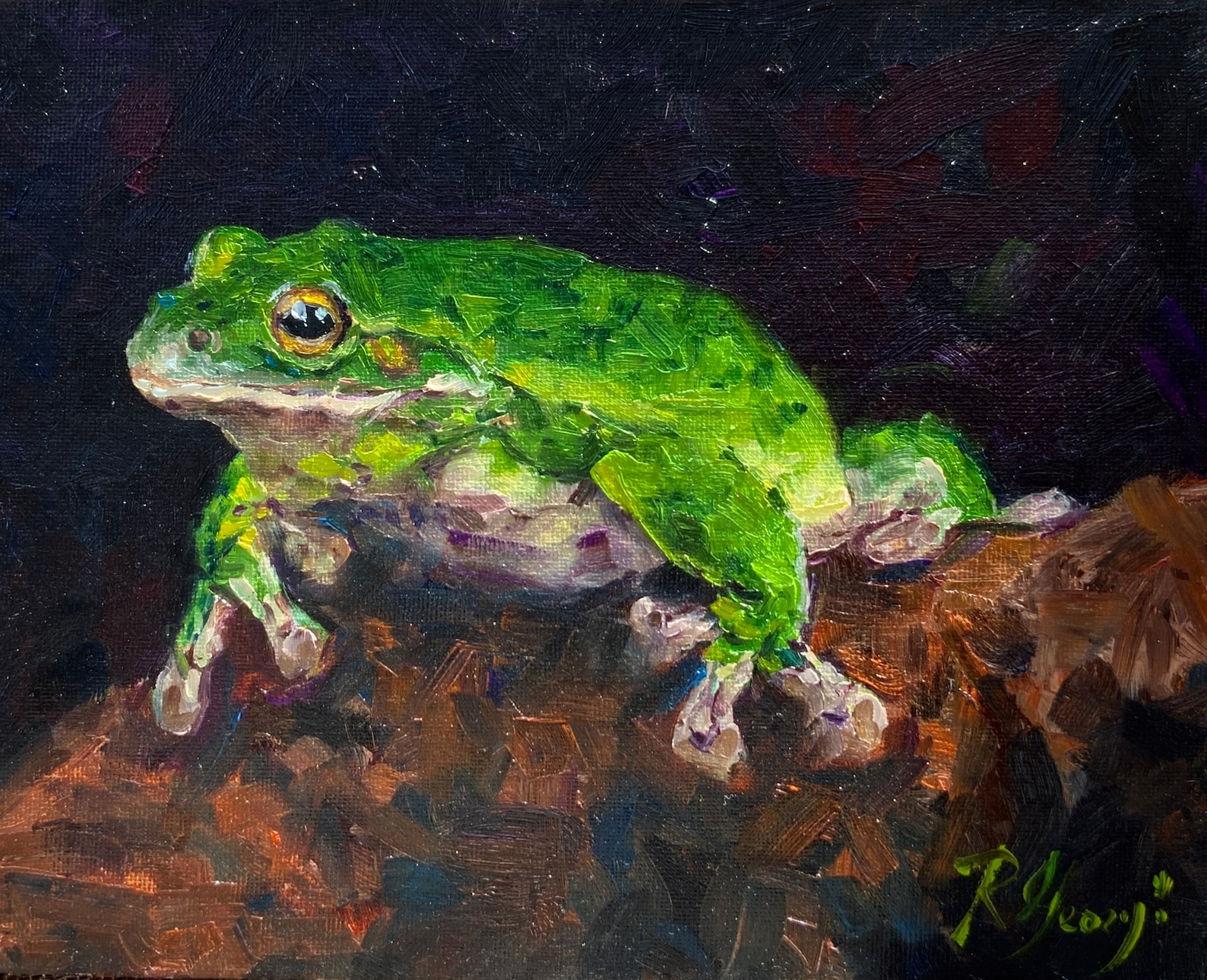 Frog Painting Pond Frog Original Art 8 X 10 Toad - Etsy
