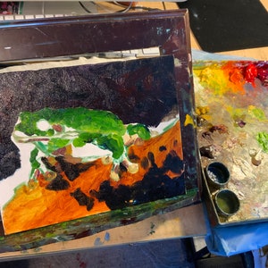 Frog Painting Pond Frog Original Art 8" X 10" Toad Small Oil Painting ...