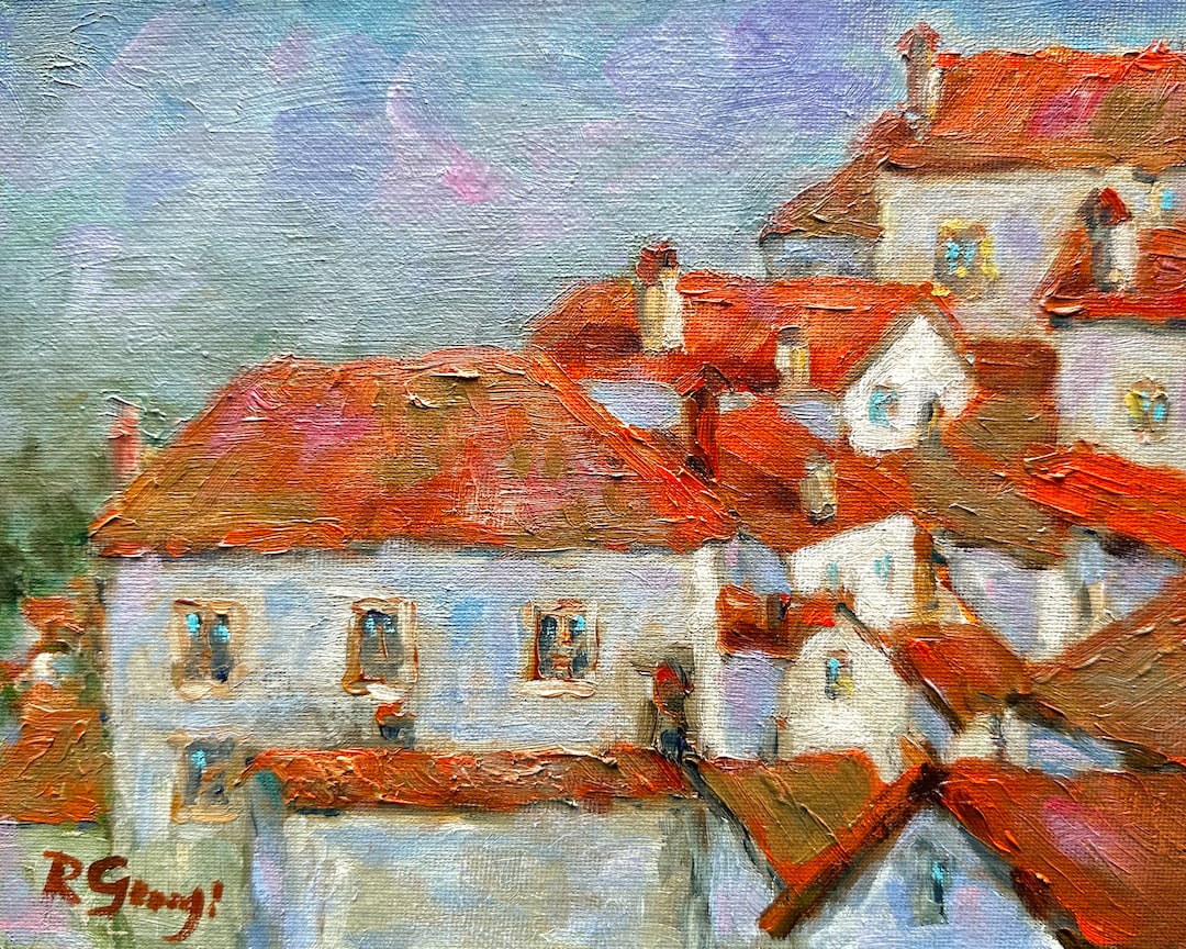 City Painting Architecture Original Art 9" X 12" Oil Painting European ...