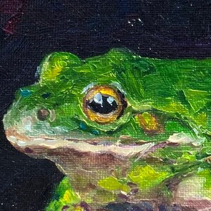 Frog Painting Pond Frog Original Art 8" X 10" Toad Small Oil Painting ...