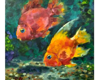 Fish Oil Painting - Etsy