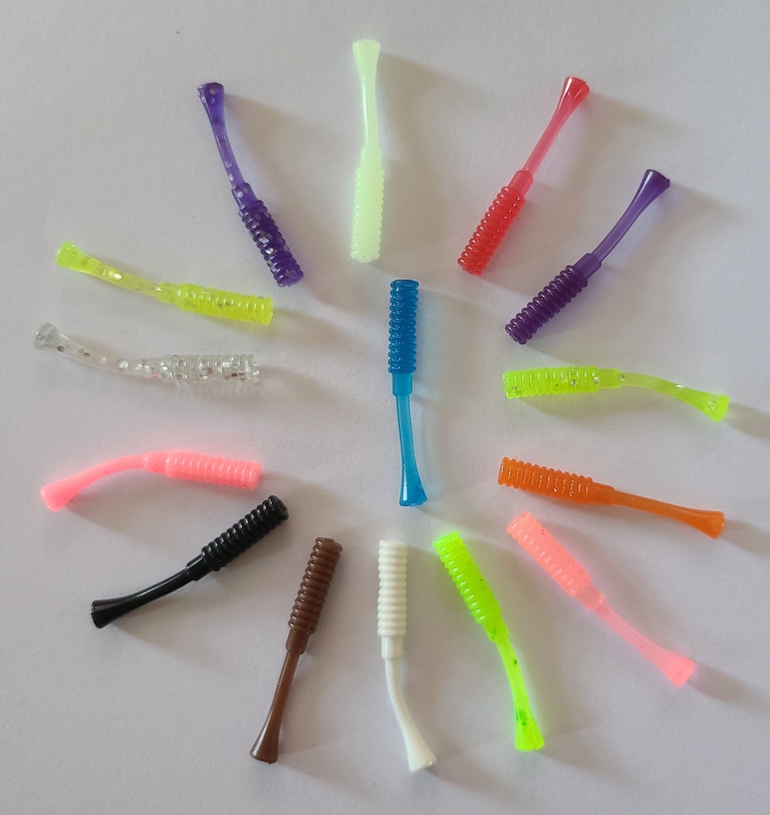 100 MINI MITE Lure Jig TAILS 15 Different Colors Mix or Match Your ...