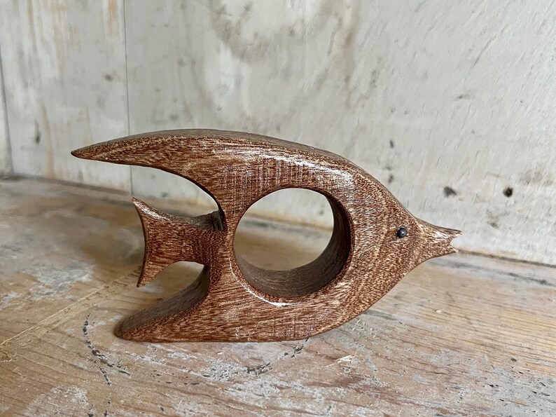 Vintage Wood Hand Carved Napkin Rings Unique Sea Animals Theme Nautical ...