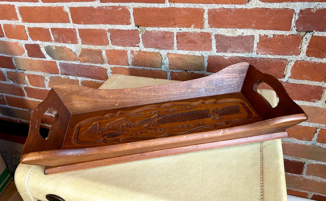 Large Carved Wooden Bread Serving Tray | Farmhouse Decor - Etsy