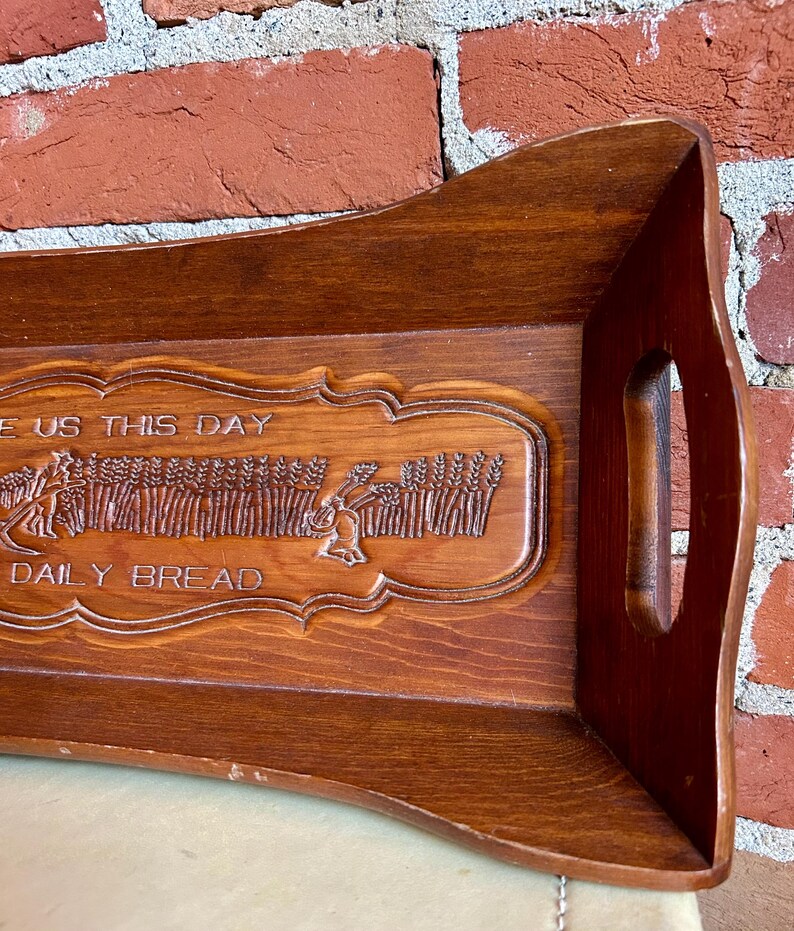 Large Carved Wooden Bread Serving Tray | Farmhouse Decor - Etsy