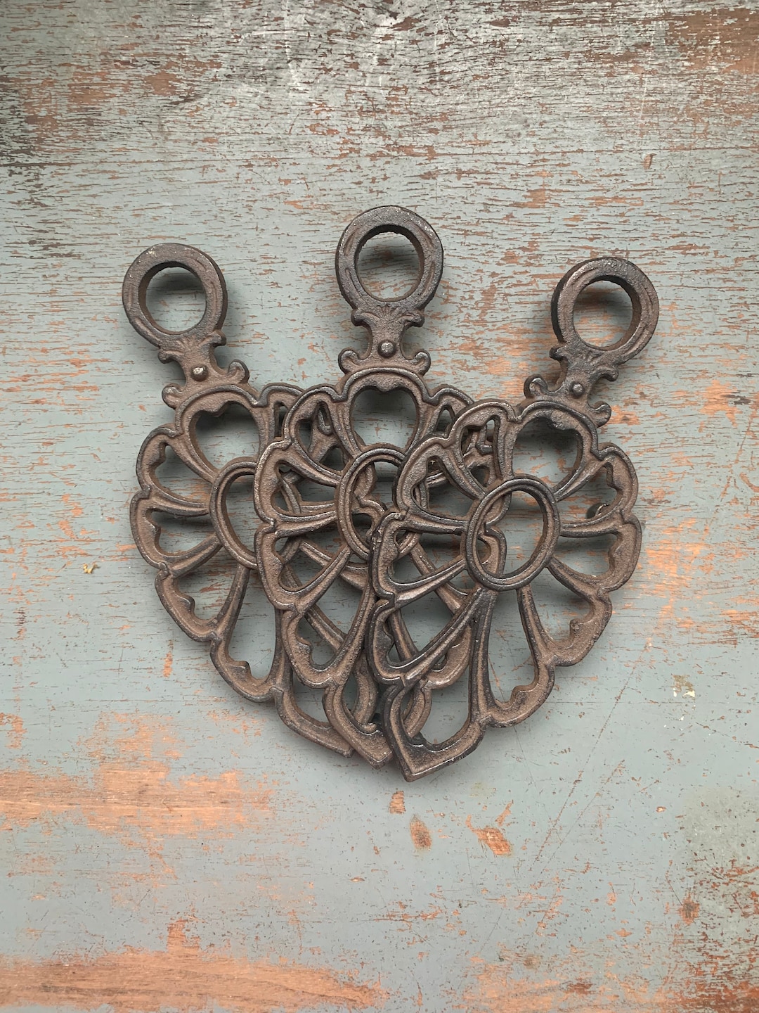 Vintage Cast Iron Trivet Hanging Decor for Wall Set of 3 - Etsy