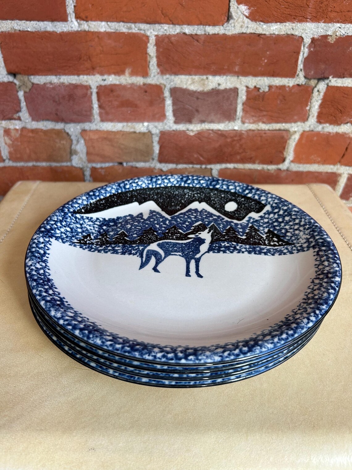 Wolf Dinnerware Set | Tien Shan Folkcraft, Howling Moon Mountain Scene ...