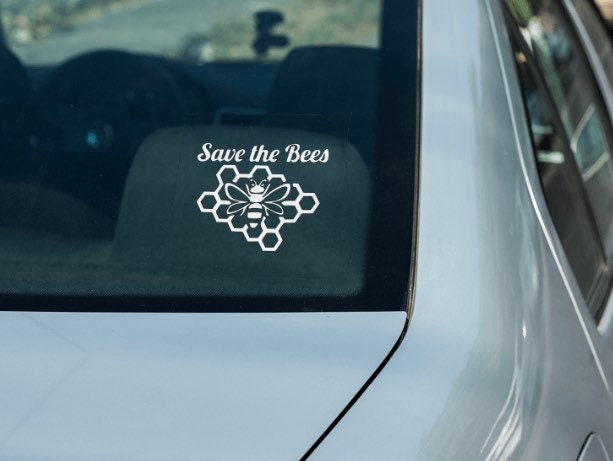 Save the Bees Vinyl Decal, Save the Bees Sticker Bumper, Car Window Decal, Save the Bees Car ...