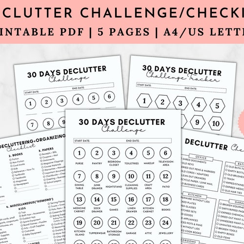 30 Day Declutter Challenge Printable Cleaning Planner - Etsy