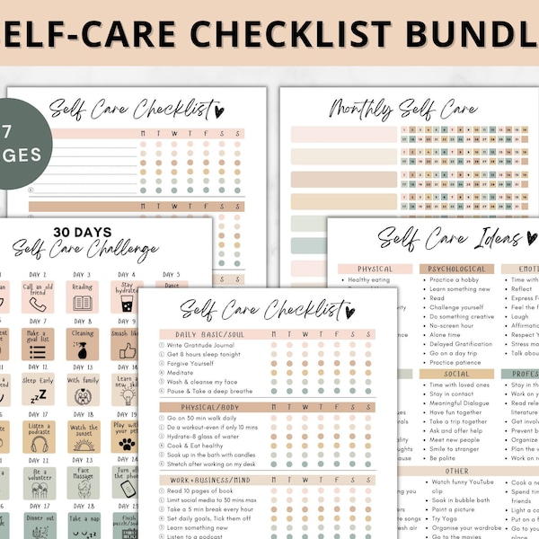 Daily Self Care Checklist Printable, Self Care Habit Tracker, Self Care Tracker, Daily Routine ...