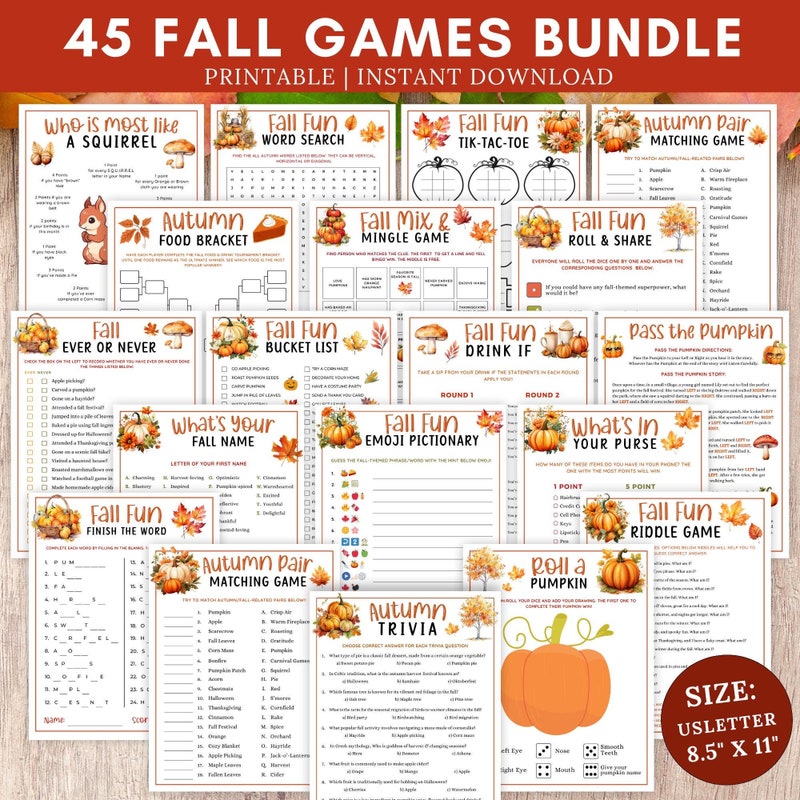 Autumn Games Printable - Etsy